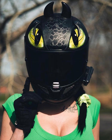 Small Black Devil Horns for Helmet | Helmet Horns